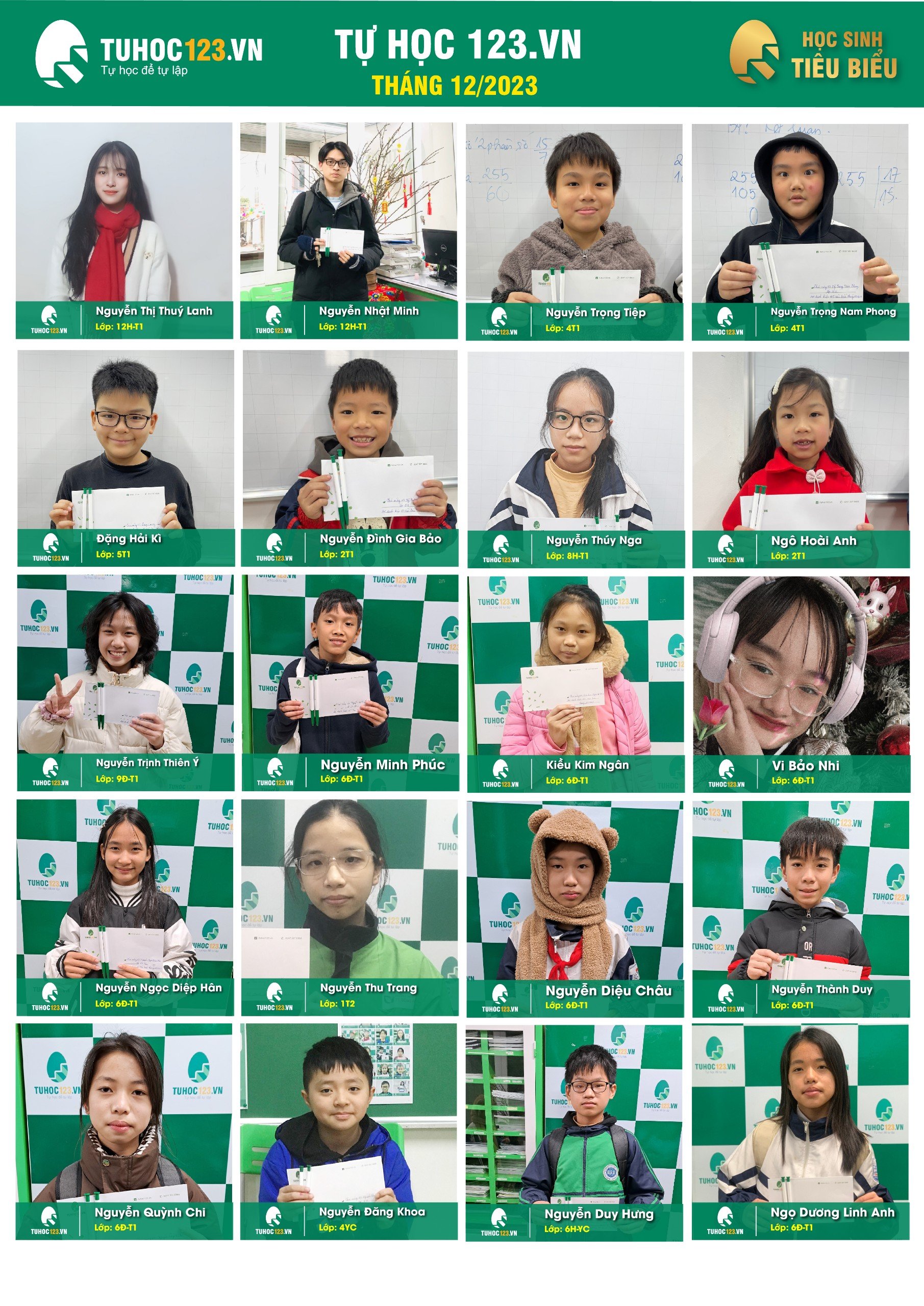 VINH DANH HỌC SINH TIÊU BIỂU THÁNG 12 - Tuhoc123